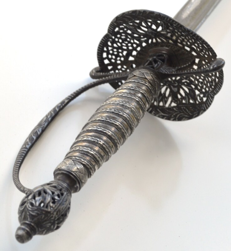 Chiseled Steel and Silver Hilt Smallsword, Mid-18th C - Antique Weapon ...