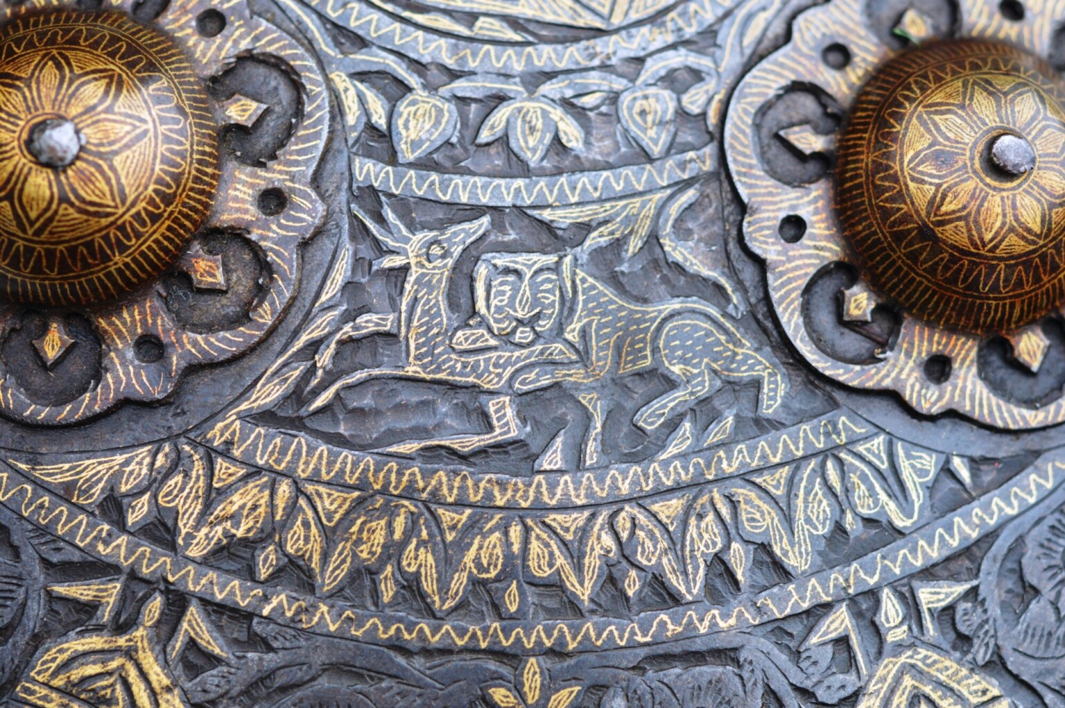 Decorated Indo-Persian Dhal, Shield, 19th C - Antique Weapon Store