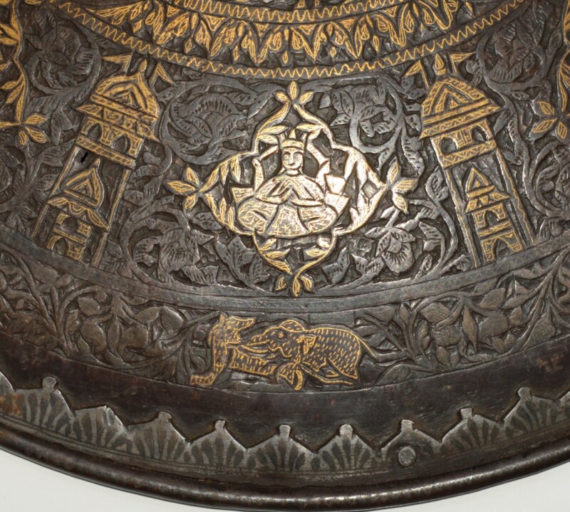 Decorated Indo-Persian Dhal, Shield, 19th C - Antique Weapon Store