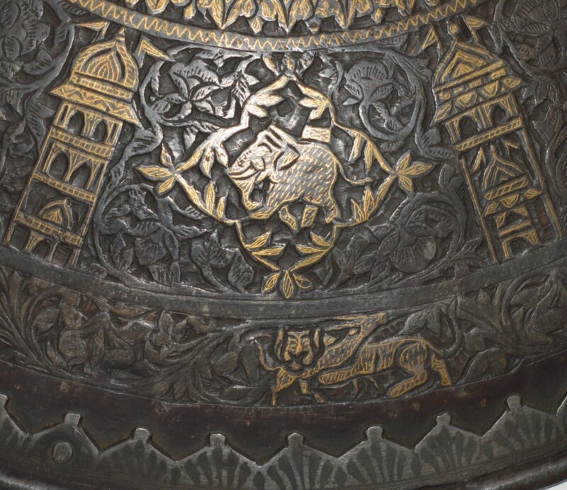 Decorated Indo-Persian Dhal, Shield, 19th C - Antique Weapon Store
