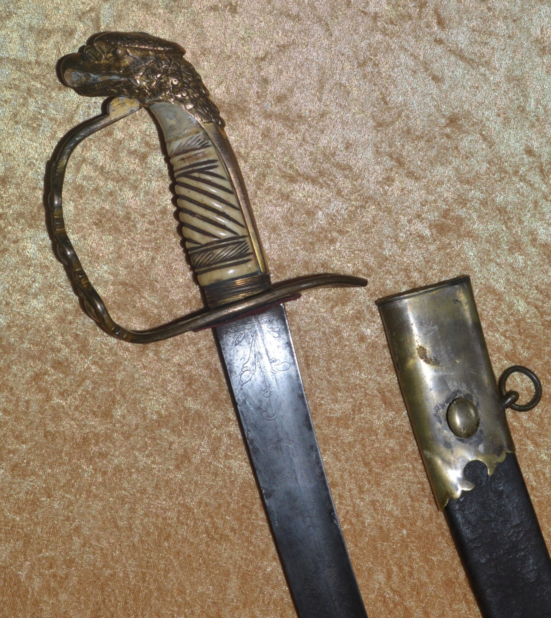 US Eagle Head Artillery Officer's Sword, ca. 1810 - Antique Weapon Store
