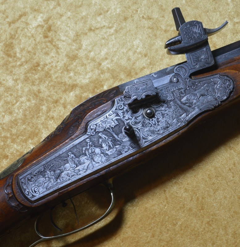 Exquisite Saxon Wheellock Rifle, ca. 1730 - Antique Weapon Store