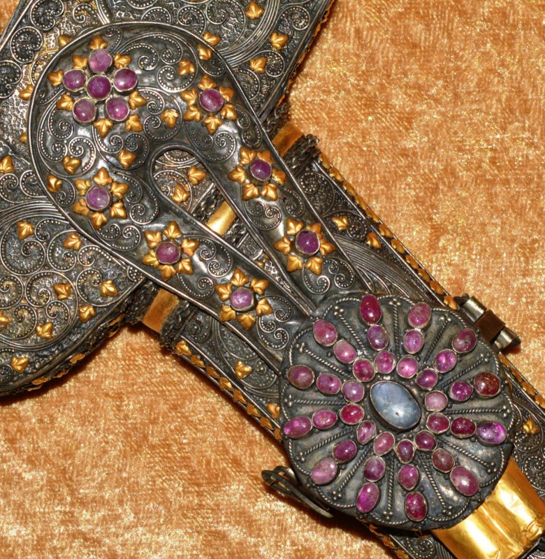 Magnificent Silver, Gilt, and Jewel-encrusted Indonesian Kris Dagger ...